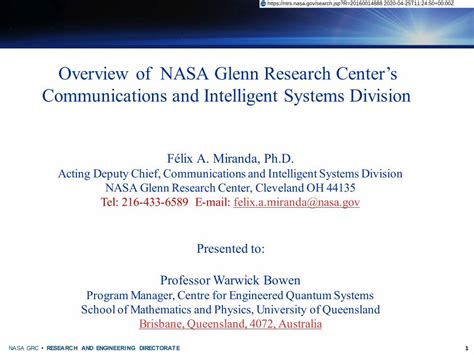 Pdf Nasa Glenn Research Center · Systems Integration Information And Signal Processing