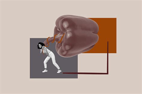 복합 스케치 디자인 삽화 3d 콜라주 의 식도락가 요리사 영양물 섭취 식사 요리의 야채 젊은 여자 슬픈 얼굴 이모티콘 산책 나르다 후추 20 24세에 대한 스톡 사진 및