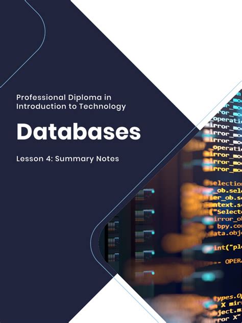 Databases Professional Diploma In Introduction To Technology Pdf Relational Database