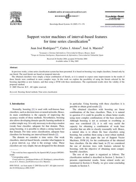 Pdf Support Vector Machines Of Interval Based Features For Time Series Classification