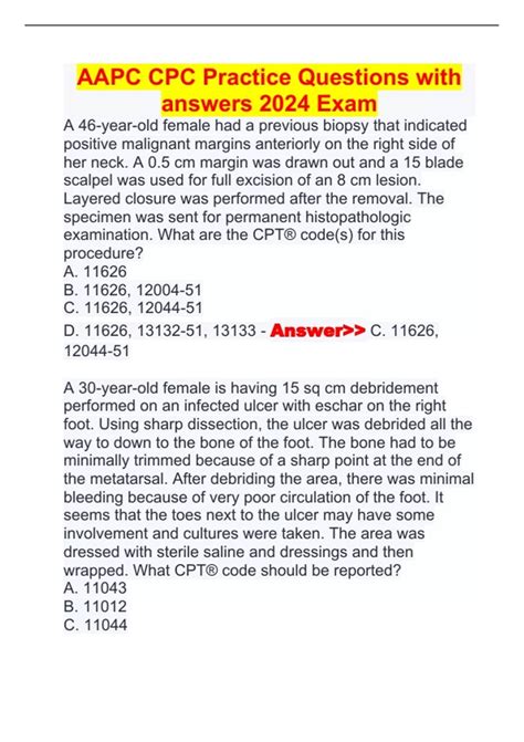 Aapc Cpc Practice Questions With Answers 2024 Exam Aapc Stuvia Us