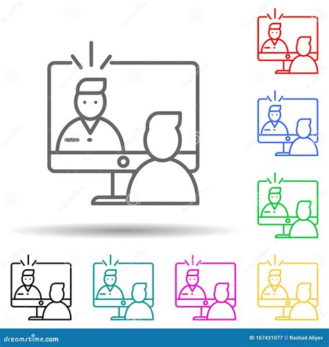 Online Interview Multi Color Style Icon Simple Thin Line Outline Vector Of Interview Icons For