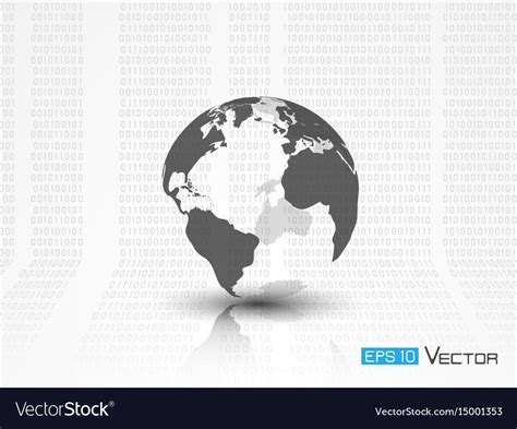 Earth Silhouette With Binary Code Royalty Free Vector Image