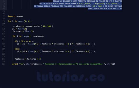 Ciclo For Python Aproximacion De La Serie Matematica Nilakantha Tutorias Co