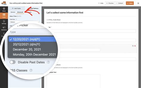 how to create additional formats for the date field
