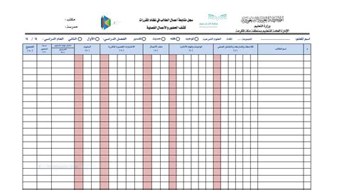 سجل متابعة أعمال الطالب لمواد الدين نظام المقررات Word Pdf جديد 1441