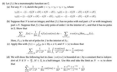 Solved 4 Let Fz Be A Meromorphic Function On C A