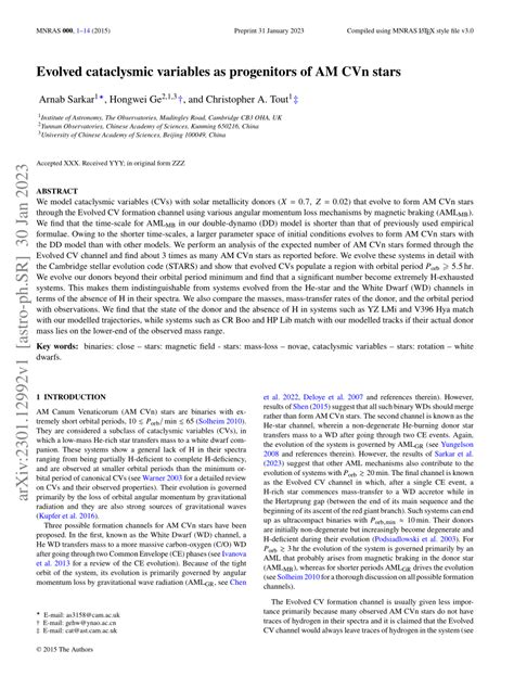 Pdf Evolved Cataclysmic Variables As Progenitors Of Am Cvn Stars