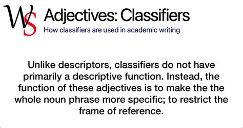 Adjectives Classifiers Writing Support
