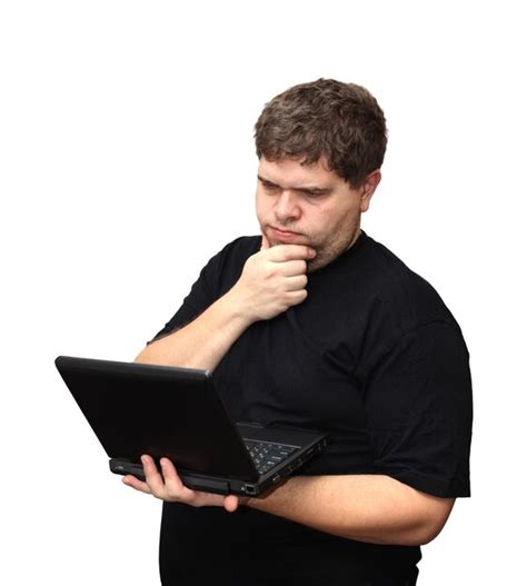 Premium Photo Thinking Man With Laptop