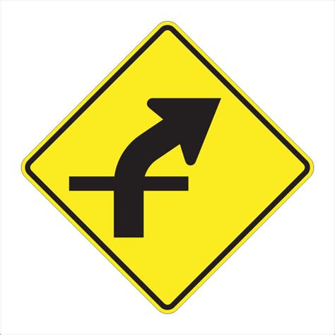 w1 10a curve with cross intersection symbol sign main street signs