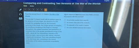 Solved English Comparing And Contrasting Two Versions Of The War Of The Worlds Quiz Active 1 2