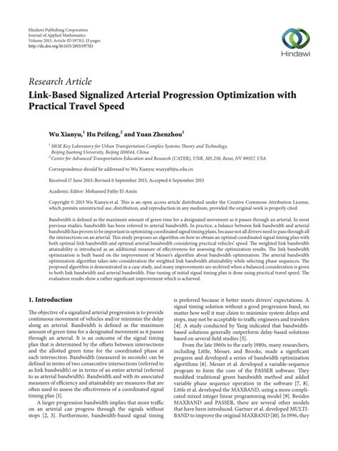 Pdf Link Based Signalized Arterial Progression Optimization With Practical Travel Speed