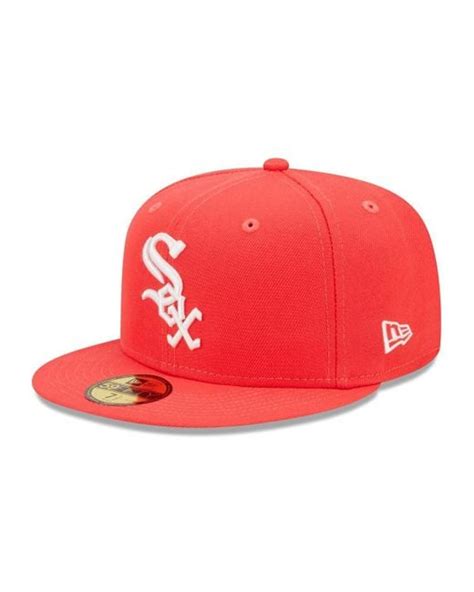 Ktz Chicago White Sox Lava Highlighter Logo 59fifty Fitted Hat In Red