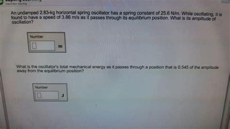 Solved An Undamped Kg Horizontal Spring Oscillator Has Chegg
