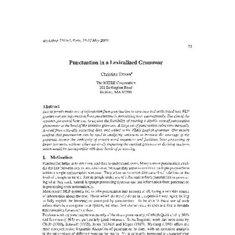Punctuation In A Lexicalized Grammar Acl Anthology