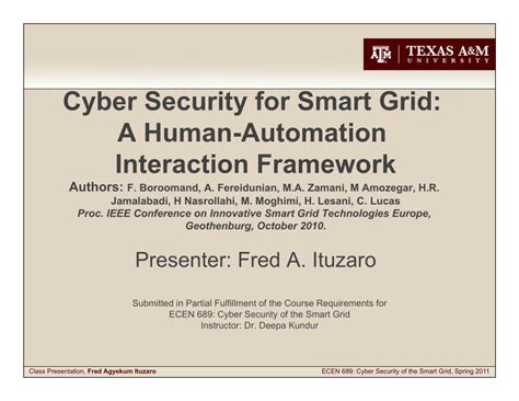 Pdf Cyber Security For Smart Grid A Human Automation Interaction