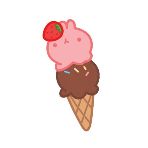 Ice Cream Eating Sticker By Molang For Ios And Android Giphy