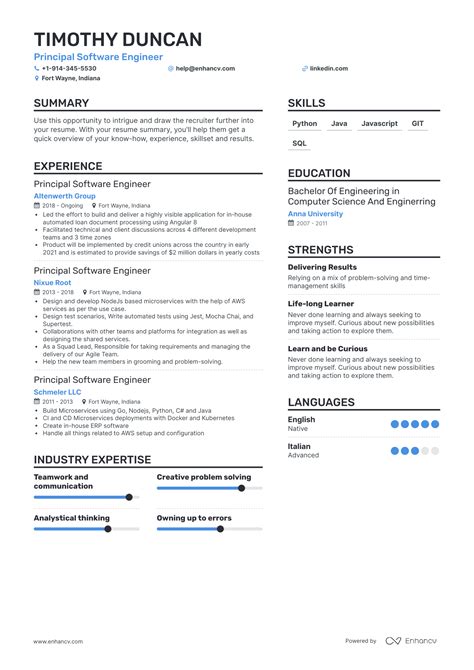 Principal Software Engineer Resume Examples Guide For 2023 Layout