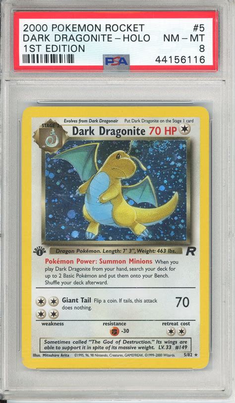 Pokemon Graded Dark Dragonite 1st Edition 582 Team Rocket 2000 Hol