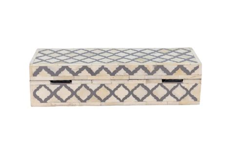 Long Rectangle Box Gray And White Inlay Sundara Furnishings Home Decor