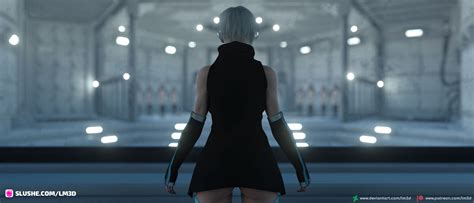 Rule 34 2021 3d Back View Black Dress Clone Clones Depth Of Field Dress Gray Hair Grey Hair