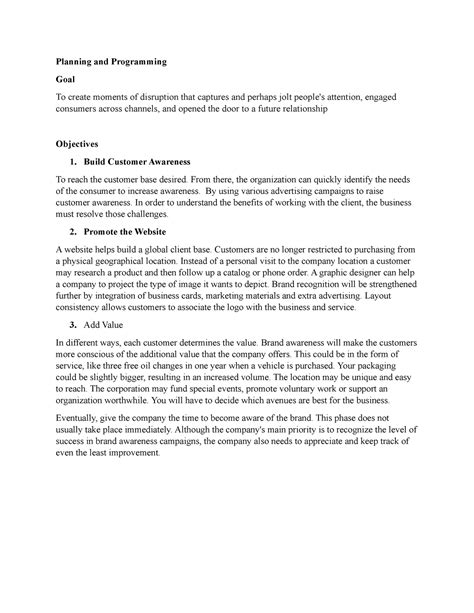 Planning And Programming Planning And Programming Goal To Create Moments Of Disruption That