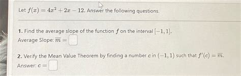 solved let f x 4x2 2x 12 ﻿answer the following