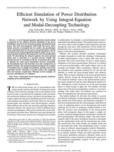 pdf efficient simulation of power distribution network by using