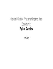 Python Overview Pdf Object Oriented Programming And Data Structures Python Overview CICS