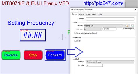 Weintek MT8071iE Modbus RTU Fuji Frenic VFD Tutorial Plc247 Com