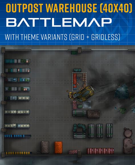 Outpost Warehouse Sci Fi Battle Map 40x40 Miskas Maps Miskas