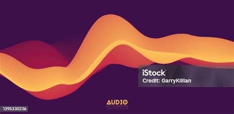 음파 시각화 3d 오렌지 솔리드 파형 음성 샘플 패턴 소음에 대한 스톡 벡터 아트 및 기타 이미지 소음 편평한 오디오 장비 Istock
