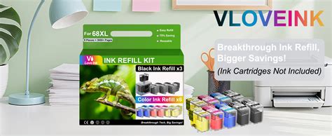 Amazon Com VLOVEINK 68XL Ink Refill Kit For HP 68XL 68 Ink Cartridges Black Color Combo Pack