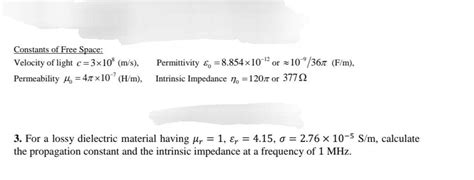 solved constants of free space velocity of light c 3