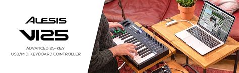 Alesis Vi25 25 Key Usb Midi Semi Weighted Keyboard Controller With 16 Pads 8 Assignable Knobs
