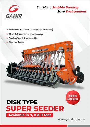 Mounted 7ft Gahir Super Seeder For Agriculture Size 7ft8ft At