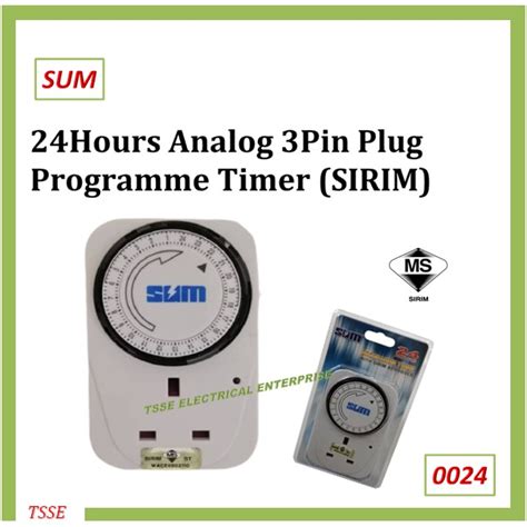 Sum 24hours Analog 3pin Plug Programme Timer Sirim Approved Shopee