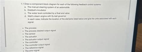 Solved 1 1 Draw A Component Block Diagram For Each Of The