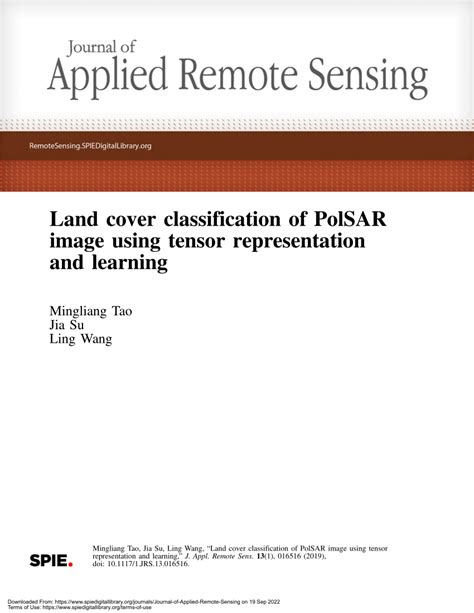 Pdf Land Cover Classification Of Polsar Image Using Tensor Representation And Learning