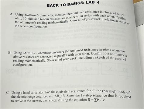 Solved BACK TO BASICS LAB A Using Multisim S Ohmmeter Chegg