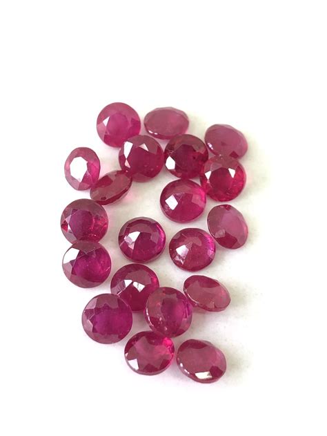 Red Ruby Round Shape Cut Faceted Loose Gemstone Size Mm Mm Etsy