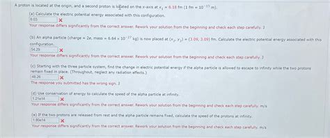 Solved A Proton Is Located At The Origin And A Second Chegg Com