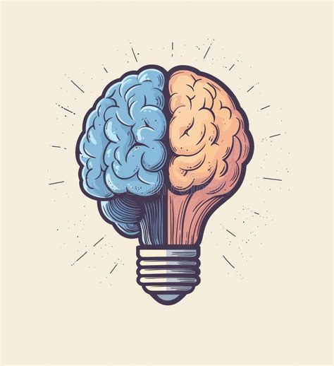Creative Half Brain And Light Bulb Illustration Representing Innovation And Idea Generation