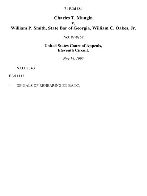 Charles T Mungin V William P Smith State Bar Of Georgia William C
