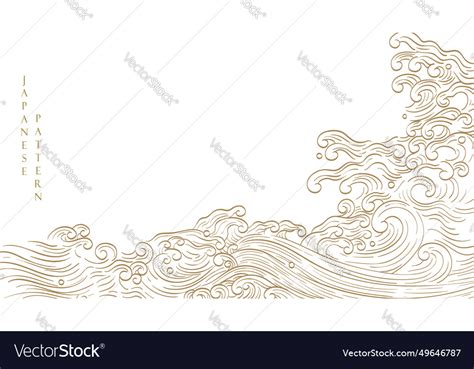 Abstract Landscape With Japanese Wave Pattern Vector Image