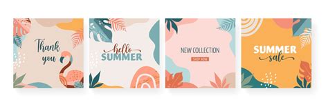 Bohemian Summer Set Modern Sale Post Royalty Free Vector