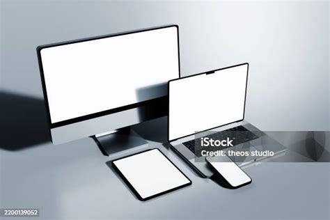 현대 전자 장치 스마트폰 태블릿 노트북 및 데스크톱 모니터 0명에 대한 스톡 사진 및 기타 이미지 Istock