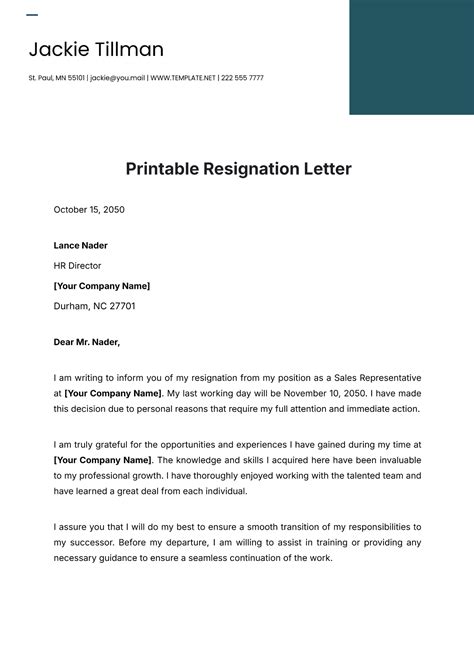 Printable Resignation Letter Template 1131x1600