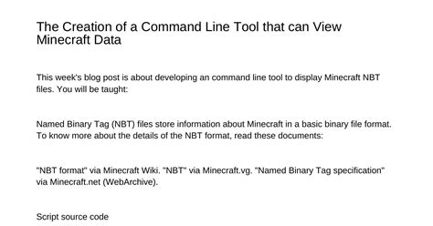 building an command line tool to view minecraft datatzxmm pdf pdf